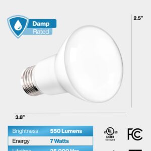 Sunco 10 Pack BR20 LED Bulbs Indoor Flood Light R20 Dimmable CRI93 2700K Soft White 50W Equivalent to 7W, E26 Medium Base, Recessed Can Lights for Home Living Area Ceiling Lights - UL