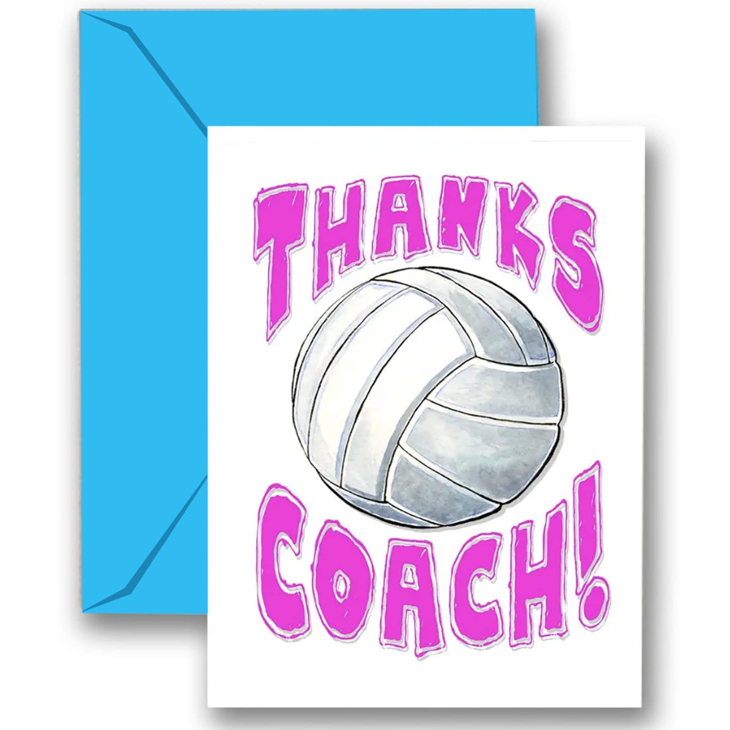 Play Strong 3-Pack Thanks Volleyball Coach You're Awesome (Pink, 5x7) Greeting Thank You Cards Set Amazing for Volleyball Players, Teams, Coaches, Family and Fans - Your Coaches Will Love 'Em!