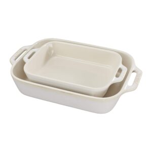 staub ceramics rectangular baking dish set, 2 pc, rustic ivory