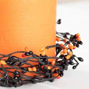 artificial black and orange pip berry candle rings – pack of 4 halloween berry farmhouse home decor for centerpiece decorations and small wreaths (size: 8-1/2" diam)