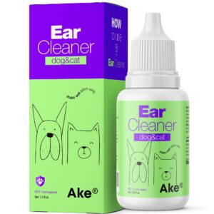 ake® dog ear cleaner solution - cat ear cleaner - dog ear flush - helps with yeast, wax, dirt & itchy ear canal - dog ear wash - otic ear solution for dogs - controlling dog ear infections & odor