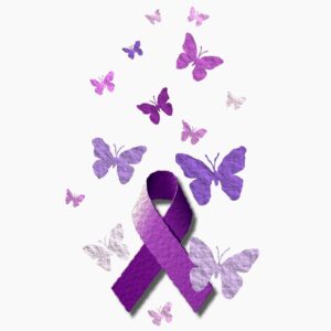 CafePress Purple Awareness Ribbon Greeting Card (20-pack), Note Card with Blank Inside, Birthday Card Glossy