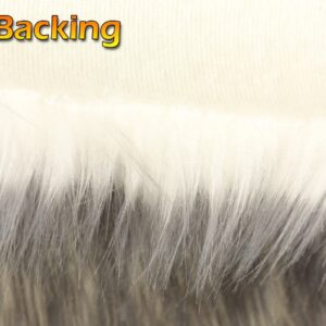 Faux Fur Long Pile Candy Shaggy Fabric White Backing 60" Wide Sold by The Yard (Grey)