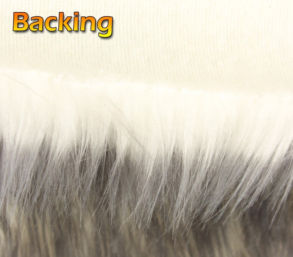 Faux Fur Long Pile Candy Shaggy Fabric White Backing 60" Wide Sold by The Yard (Grey)