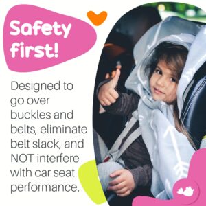 Birdy Boutique Car Seat Poncho for Kids – Safe to Use Over Seat Belts – Reversible Warm and Cozy Blanket – Easy on Easy Off and Doesn’t Impact Car Seat Performance – Gray Arrows – One Size