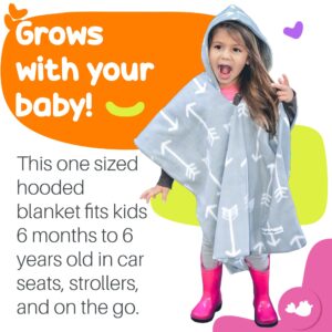 Birdy Boutique Car Seat Poncho for Kids – Safe to Use Over Seat Belts – Reversible Warm and Cozy Blanket – Easy on Easy Off and Doesn’t Impact Car Seat Performance – Gray Arrows – One Size