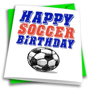 play strong soccer birthday card 1-pack (5x7) super star illustrated sports birthday cards greeting cards- awesome for soccer players, coaches and fans birthdays, gifts and parties!