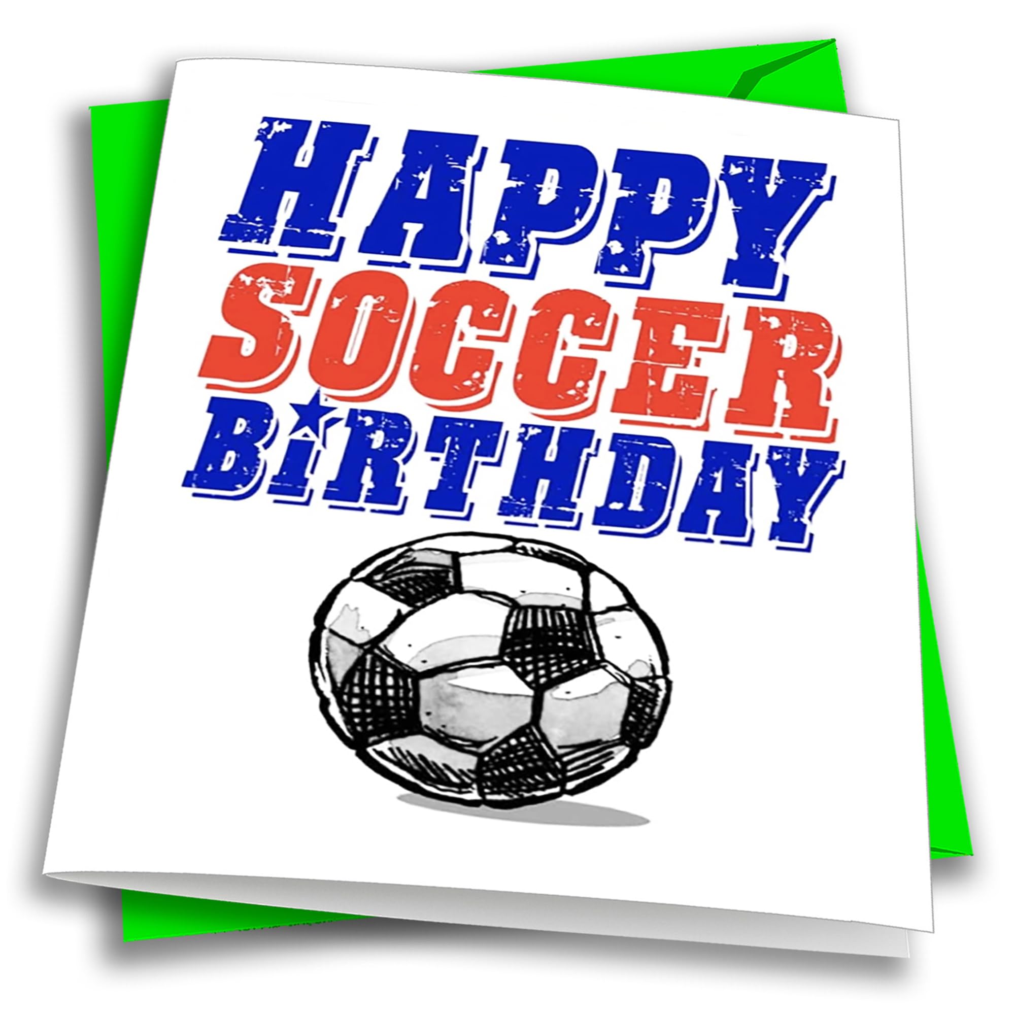 Play Strong Soccer Birthday Card 1-Pack (5x7) Super Star Illustrated Sports Birthday Cards Greeting Cards- Awesome for Soccer Players, Coaches and Fans Birthdays, Gifts and Parties!