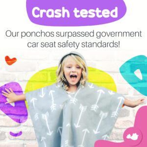 Birdy Boutique Car Seat Poncho for Kids – Safe to Use Over Seat Belts – Reversible Warm and Cozy Blanket – Easy on Easy Off and Doesn’t Impact Car Seat Performance – Gray Arrows – One Size