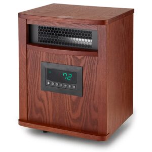 lifesmart lifepro electric space heater, 1500w portable infrared quartz heater with remote, brown