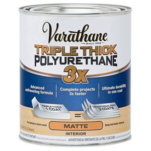 varathane 304588 triple thick polyurethane wood finish, matte, quart