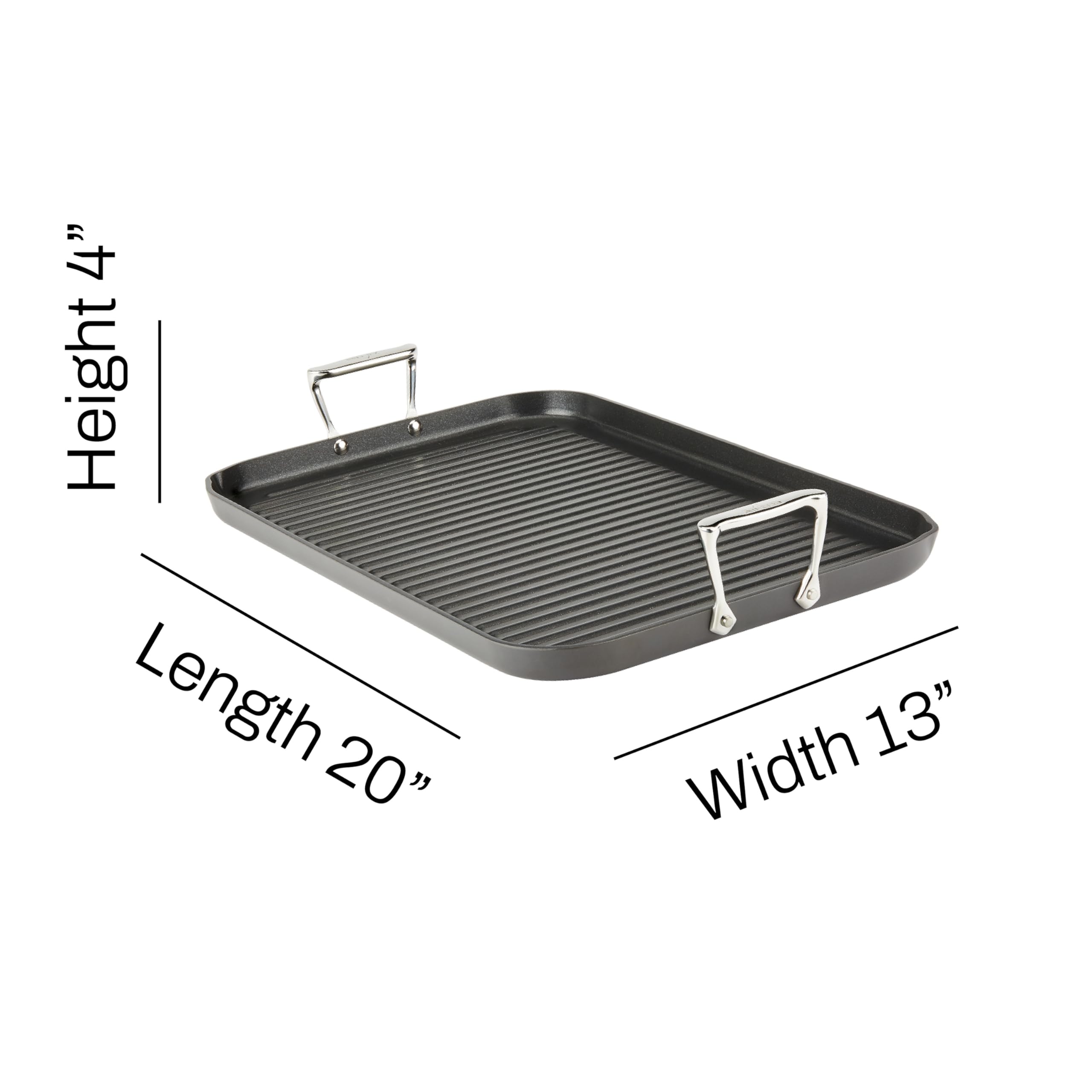 All-Clad HA1 Hard Anodized Nonstick Grill/Griddle Pan 13x20 Inch Oven Broiler Safe 500F Pots and Pans, Cookware Black