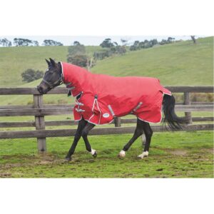 WeatherBeeta ComFiTec Classic Combo Neck Medium Horse Blanket, Red/Silver/Navy, 78"