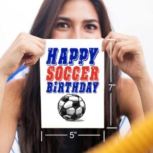 Play Strong Soccer Birthday Card 1-Pack (5x7) Super Star Illustrated Sports Birthday Cards Greeting Cards- Awesome for Soccer Players, Coaches and Fans Birthdays, Gifts and Parties!