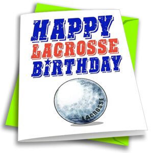 play strong lacrosse birthday card 1-pack (5x7) super star illustrated sports birthday cards greeting cards- awesome for lacrosse players, coaches and fans birthdays, gifts and parties!