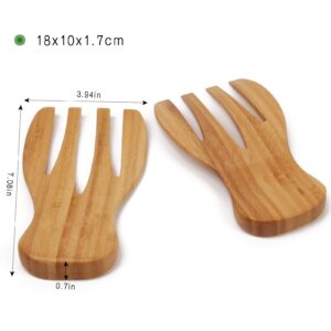 Salad Hands Tosser Salad Servers Tongs Bamboo Kitchen Helper Pack of 2