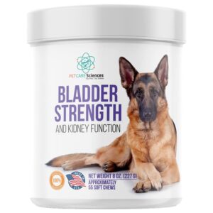 pet care sciences bladder strength approx 55 chews - natural dog uti treatment - kidney support for dogs - dog cranberry supplement - senior dog incontinence supplements - made in the usa