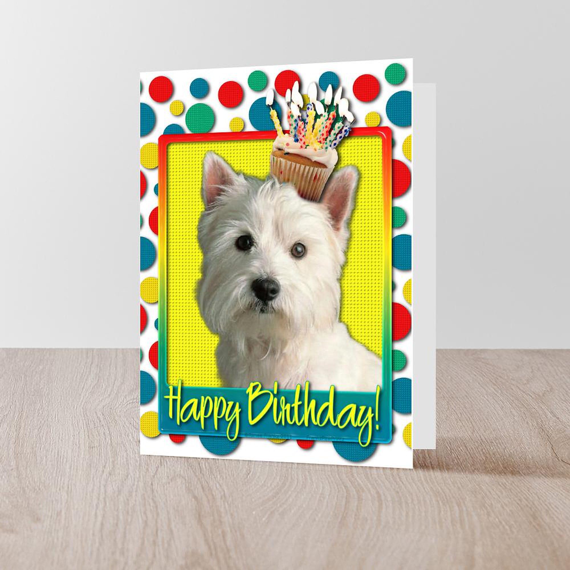 CafePress Birthday Cupcake Westie Folded Greeting Card Matte