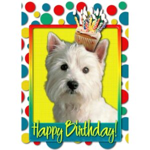 CafePress Birthday Cupcake Westie Folded Greeting Card Matte