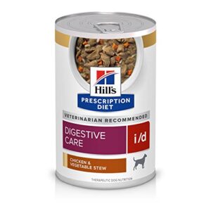 hill's prescription diet i/d digestive care chicken & vegetable stew canned dog food, veterinary diet, 12.5 oz., 12-pack wet food