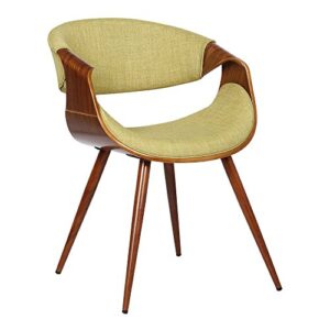 armen living butterfly mid century modern dining chair for kitchen office desk vanity in green fabric upholstery and walnut wood finish