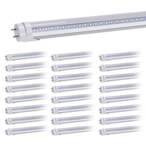 t8 led replacement, houlight 25-pack, 18w 4-foot t8 led light tube, 6000k, daylight, transparent cover, super bright white, double end power