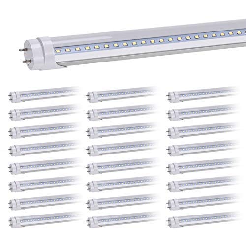 T8 LED Replacement, HouLight 25-Pack, 18W 4-Foot T8 LED Light Tube, 6000K, Daylight, Transparent Cover, Super Bright White, Double End Power