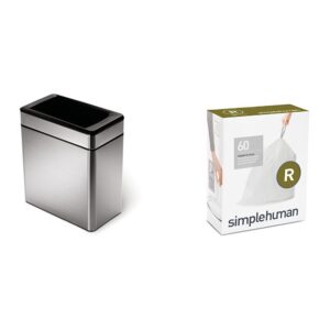 simplehuman 10 litre profile open can brushed stainless steel + code r 60 pack liners