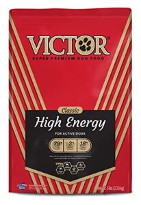 victor super premium dog food – high energy dry dog food for active dogs – gluten free dog food with beef and chicken meal proteins for sporting dogs – all breeds and all life stages, 5 lb