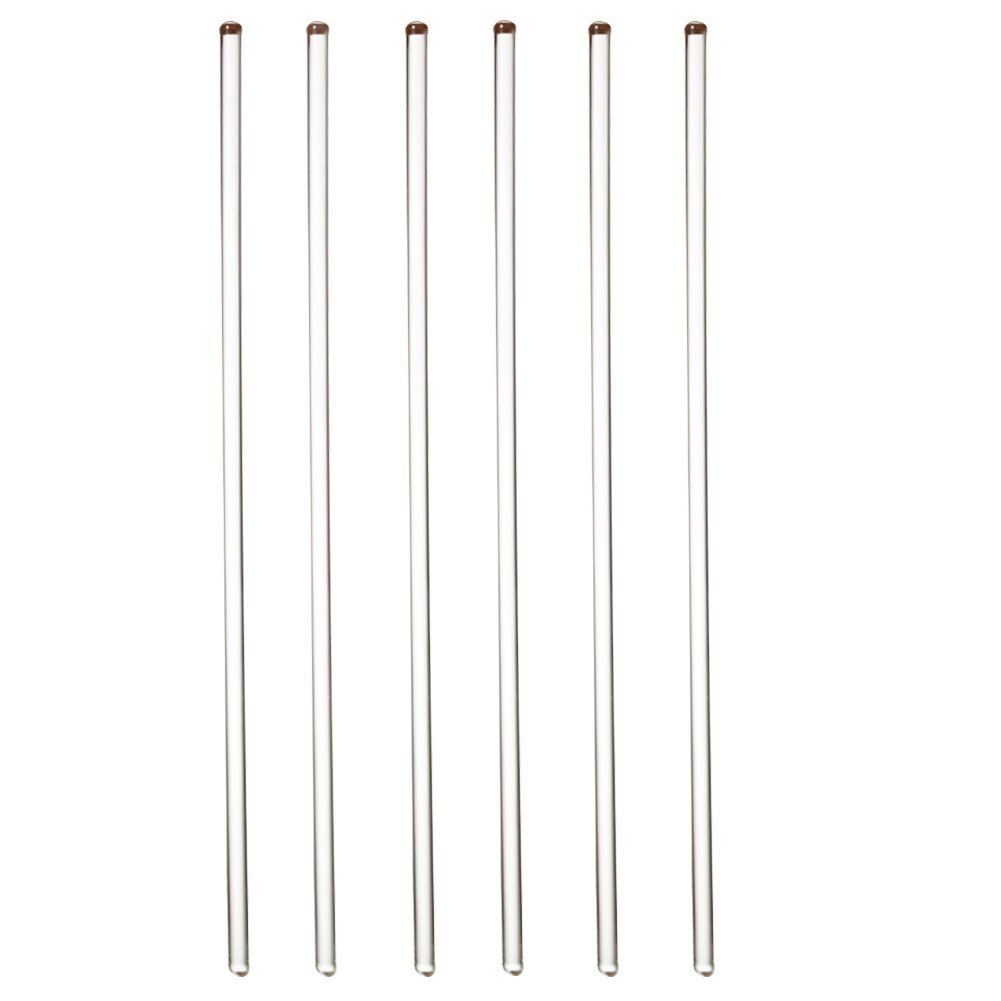 6Pcs Glass Stir Sticks Glass Stirring Rod 12" Long 1/4'' Diameter with Both Ends Round (6)