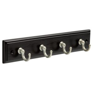 franklin brass fbkeyt4-bse-r 9' key rail with 4 hooks in black & satin nickel