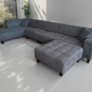 Stendmar 4pc 117" to 153" Modern Dark Gray Microfiber Sectional Couch Sofa S1107RDG