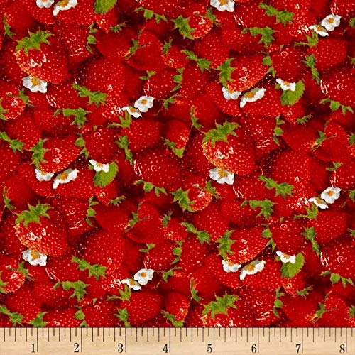 Berry Good Packed Strawberries Red, Fabric by the Yard