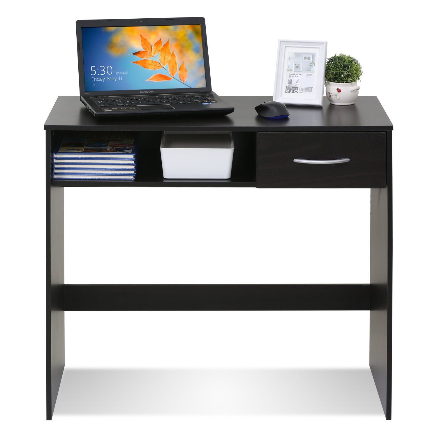 FURINNO JAYA Computer Study Desk with Drawer, Brown