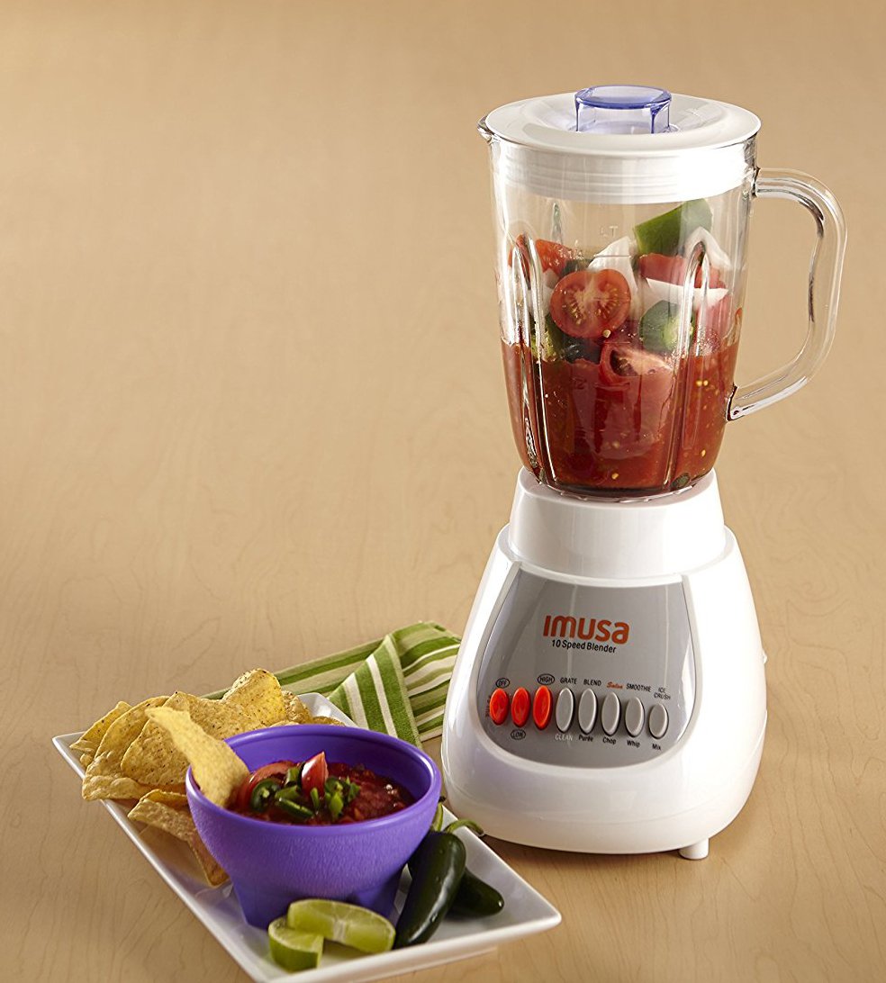 IMUSA USA GAU-80313W 10-Speed Countertop Blender with 42 oz Glass Jar, White