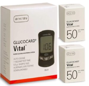 glucocard vital meter plus test strips (100 count) bundle