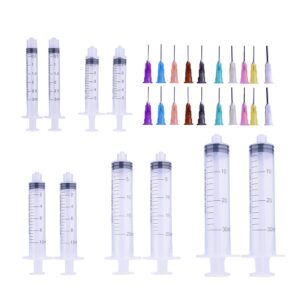 needle with syringe set-10pcs 3ml,5ml,10ml,20ml, 30ml indutrial syringe with 20pcs different size 1/2" stainless blunt tip needle great