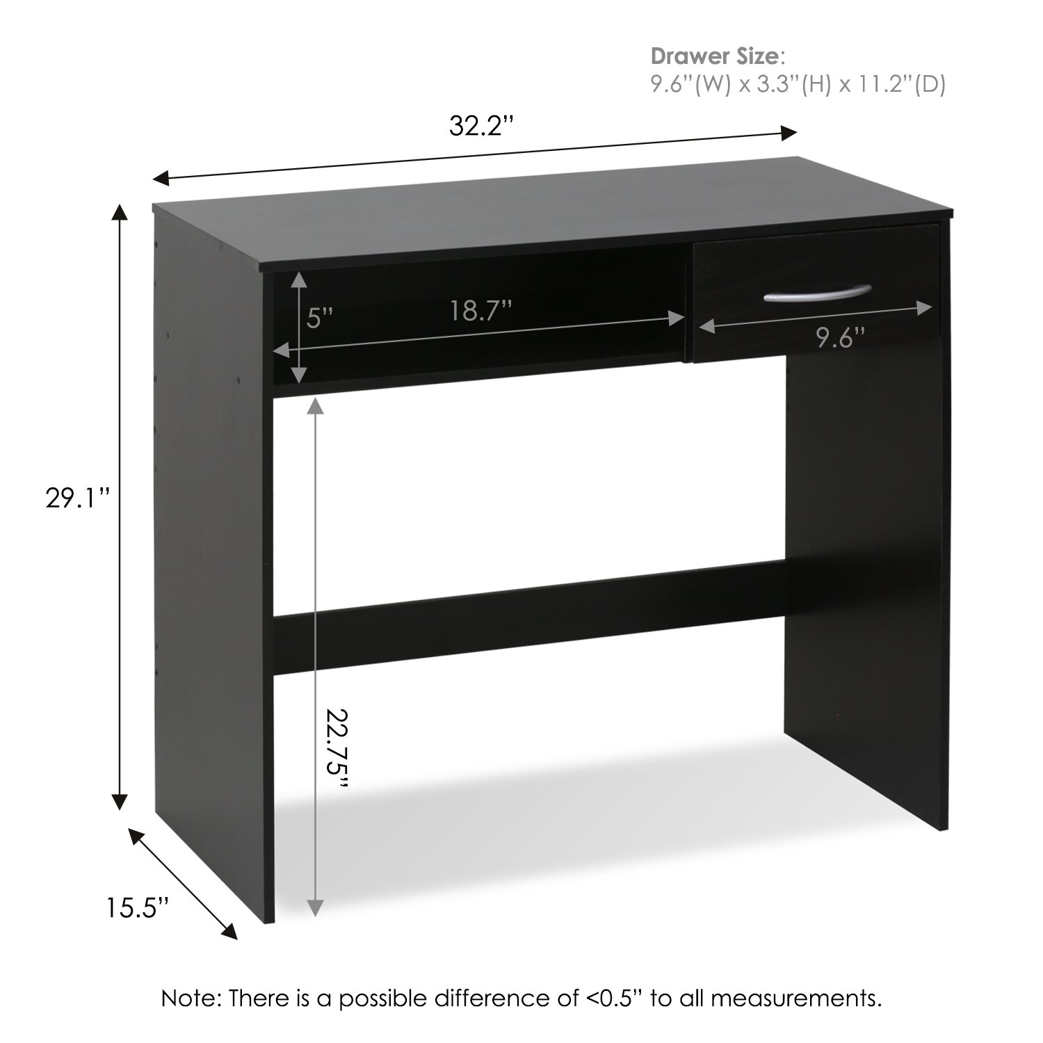 FURINNO JAYA Computer Study Desk with Drawer, Brown