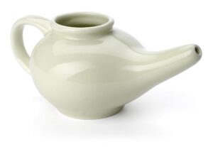 aromatic salt premium ceramic neti pot, green