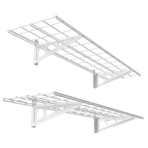 FLEXIMOUNTS 1' x 4' White 2-Pack 1x4ft 12-inch-by-48-inch Wall Shelf Garage Storage Rack, 12" x 48"