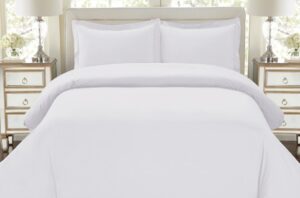 linenhouse hotel collection bedding's 550-thread-count 100% egyptian cotton twin extra-long damask solid 3 piece (duvet cover with zipper closer + 2pc pillow shams), white