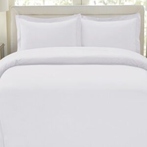 LinenHouse Hotel Collection Bedding's 550-Thread-Count 100% Egyptian Cotton Twin Extra-Long Damask Solid 3 Piece (Duvet Cover with Zipper Closer + 2pc Pillow Shams), White