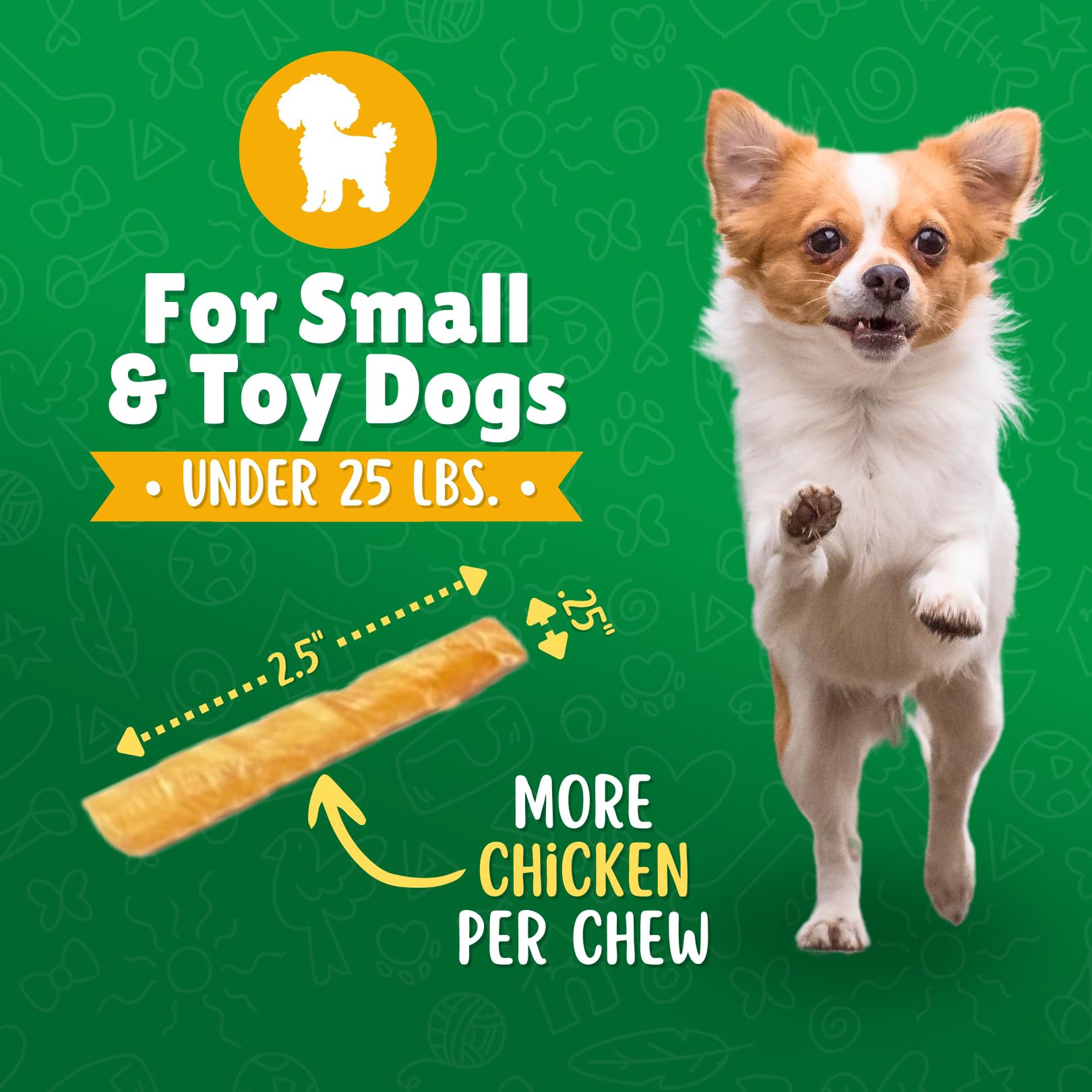 Lucky Premium Treats Chicken Wrapped Dog Treats – USA Made Raw Hide Sticks for Small & Toy Size Dogs – Long Lasting, Preservative Free Dog Treats – 80 Chews