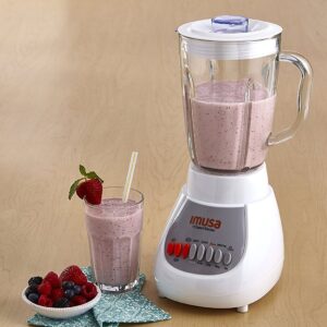 IMUSA USA GAU-80313W 10-Speed Countertop Blender with 42 oz Glass Jar, White