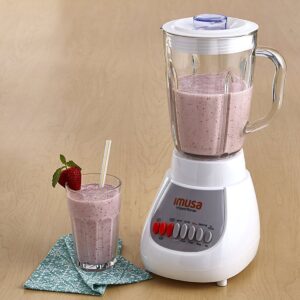 IMUSA USA GAU-80313W 10-Speed Countertop Blender with 42 oz Glass Jar, White