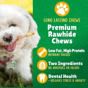 Lucky Premium Treats Chicken Basted Rawhide – All-Natural Rawhide and Beef Dog Treats for Small Dogs, Gluten Free Premium Small Dog Treats (60 Chews)