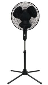 ez-chill 16” oscillating pedestal fan, 3-speed options, 90-degree oscillating head, adjustable height and tilt, powerful air flow, black, mtfs-16b-blk