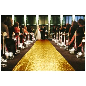 shinybeauty wedding aisle runner gold 4ftx35ft sequin aisle runner for wedding ceremony shiny gold aisle runner for weddings bridal aisle runner outdoor wedding walkway decoration floor runner