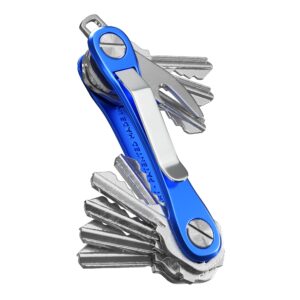 keysmart rugged - multi-tool key holder with bottle opener and pocket clip (up to 14 keys, blue)