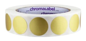 chromalabel 1 inch round colored stickers, permanent sticky dots color coding labels, ideal dot stickers for arts and crafts - 1000 sticker dots per roll, metallic gold sticker labels